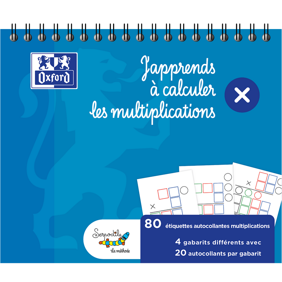 Bloc de gabarits de multiplications colorés - 80 autocollants ...