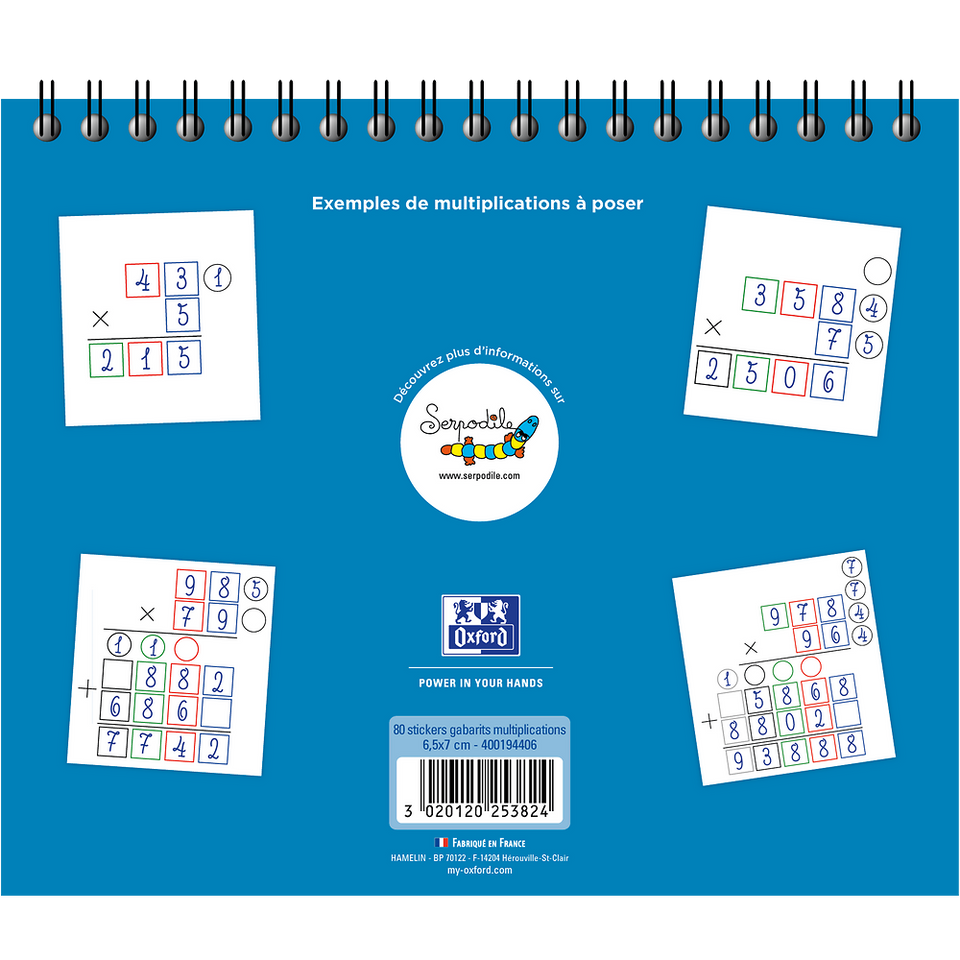 Bloc de gabarits de multiplications colorés - 80 autocollants ...